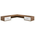 Modway Transmit 55" Wall Mount Corner Wood Office Desk in Walnut White ...