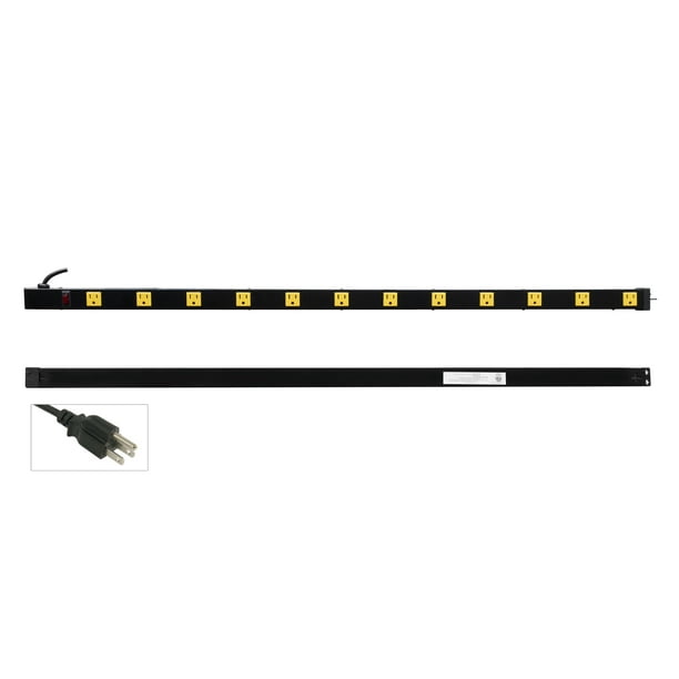 Inland - 12 Outlet 4ft Power Strip w/ 3ft Power Cord 125V/15A w ...