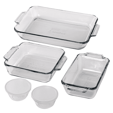 Anchor Hocking Glass Baking Dish Set, 7 Piece Glass Bakeware Set ...