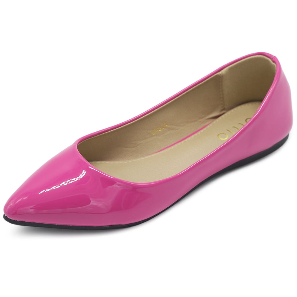 Ollio Women's Shoes Ballet Basic Pointed Toe Comfort Enamel Flats M1039 ...