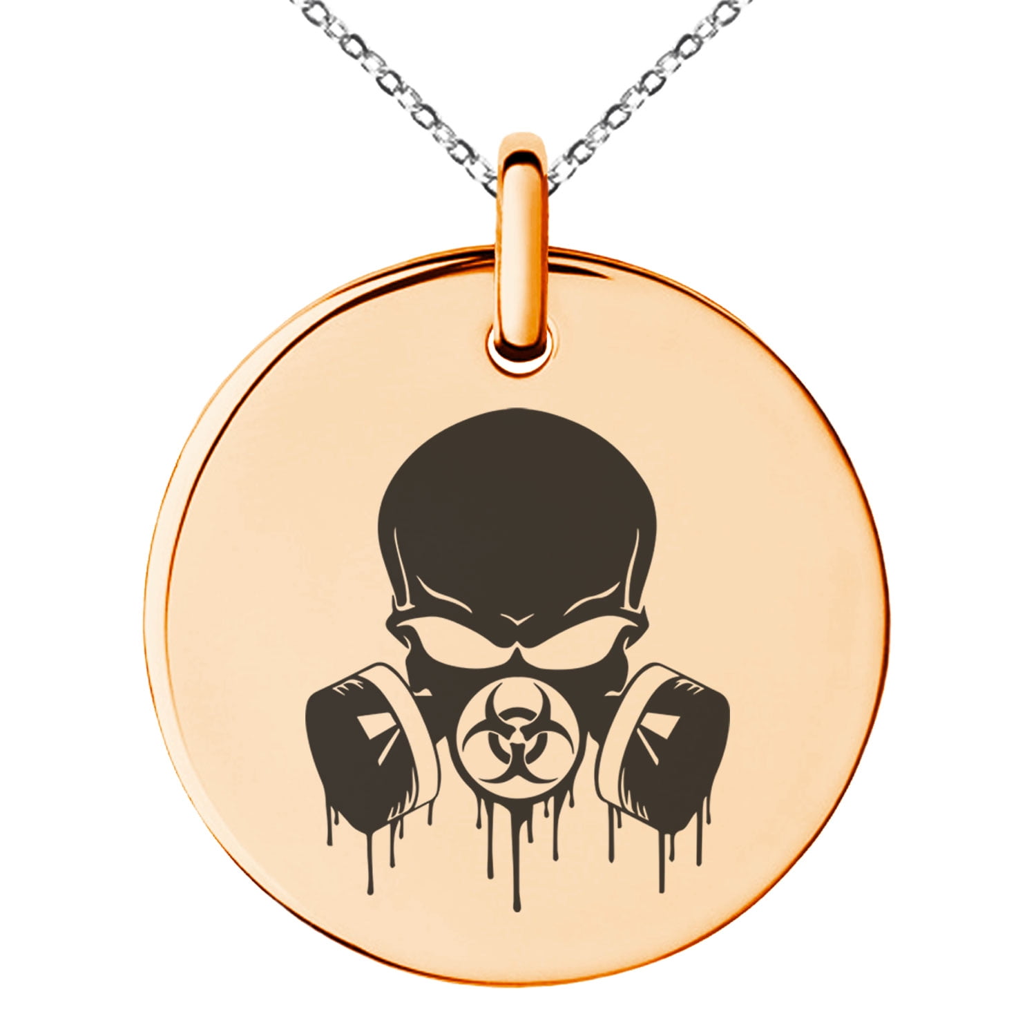 Stainless Steel Biohazard Skull Gas Mask Engraved Small Medallion ...