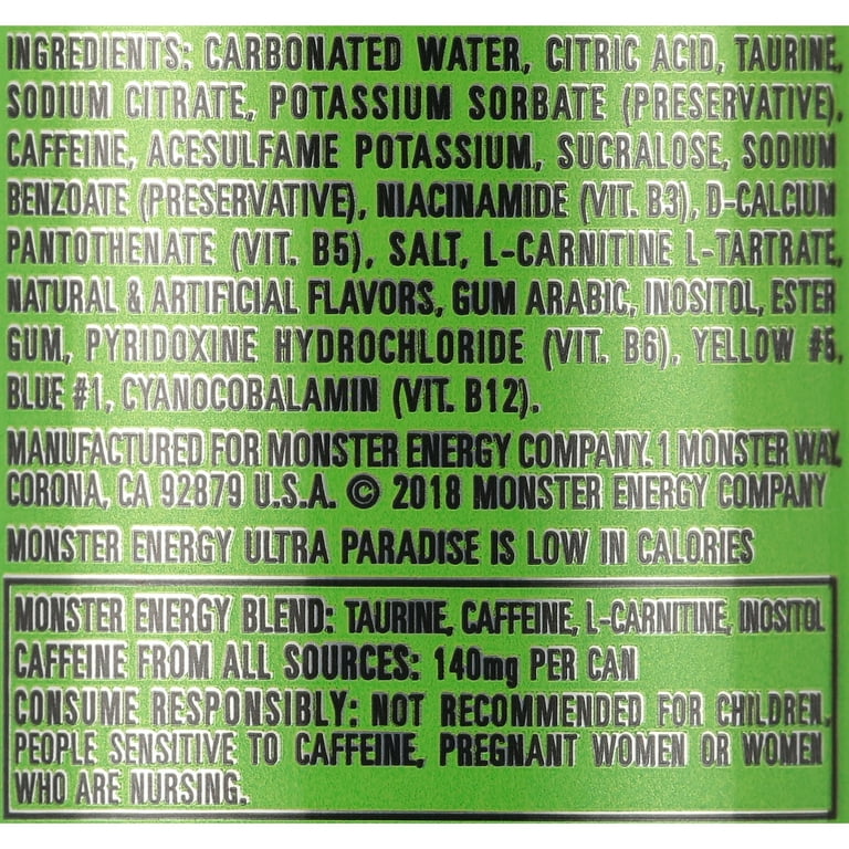 Monster Energy Drink Ingredients