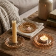 AuroraX Beaded Glass Jewelry Tray Round Candle Holder Tray Handmade ...
