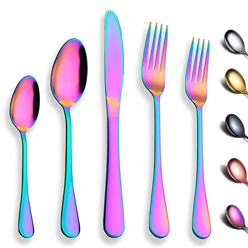 ReaNea 20 Piece Rainbow Silverware Set Stainless Steel Colorful ...