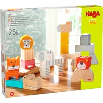 HABA Animal Parade Wooden Building Blocks - 25 Piece Set for Toddlers ...