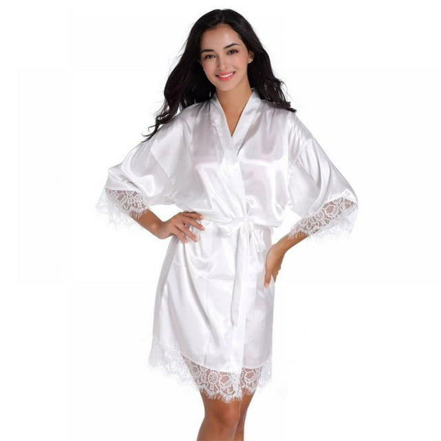 Fantastic Satin Robe Set Lace Chemise Full Slips with Victorian Robe ...