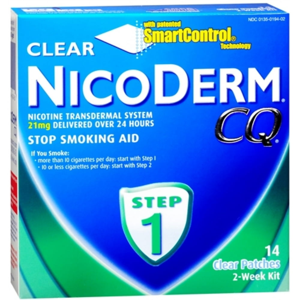 NicoDerm CQ Clear Patches Step 1 14 Each (Pack of 2) - Walmart.com ...