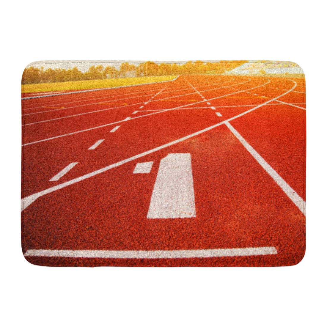 GODPOK Athletic Red Finish Track Running Number One White Line ...