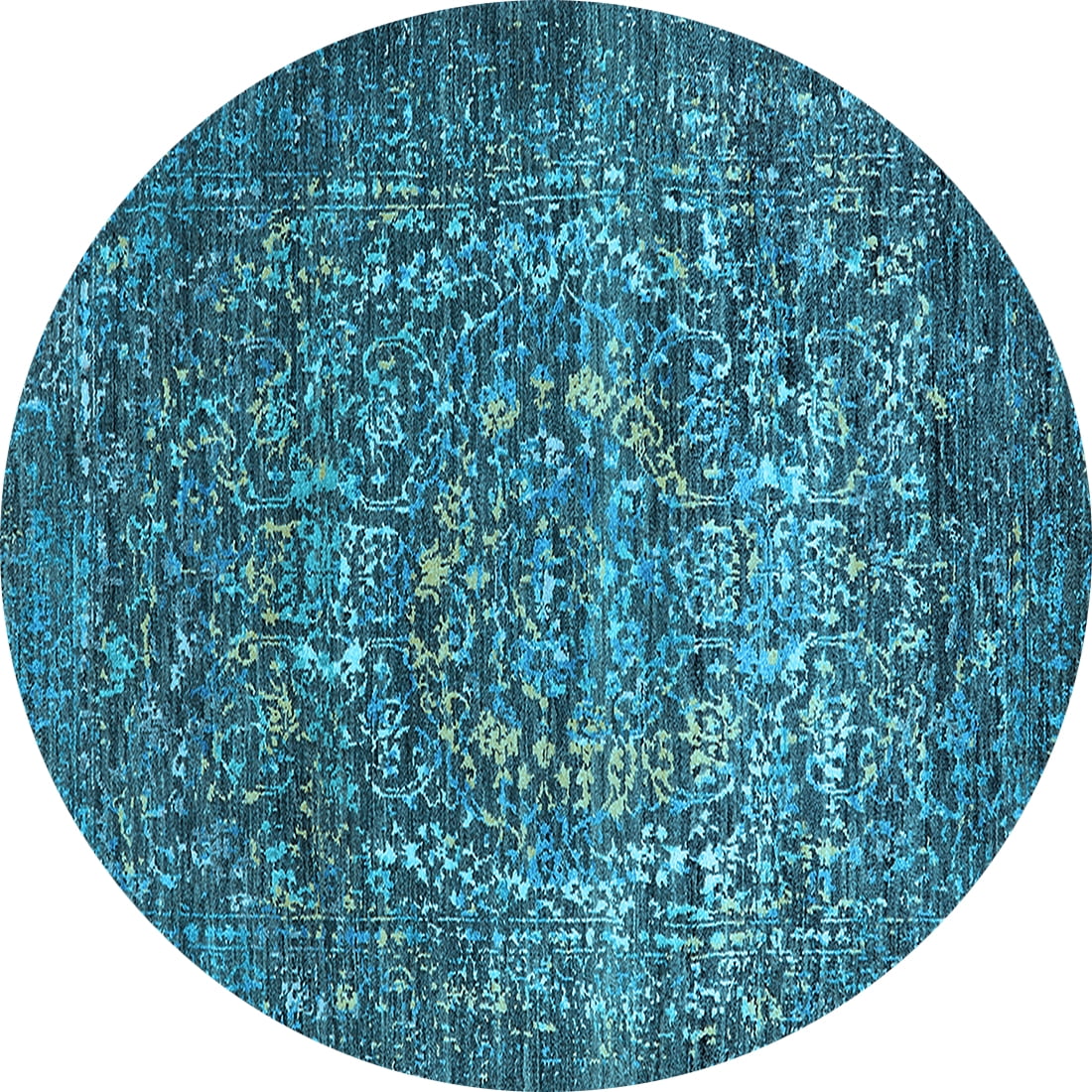 Ahgly Company Indoor Round Oriental Light Blue Industrial Area Rugs, 6 ...