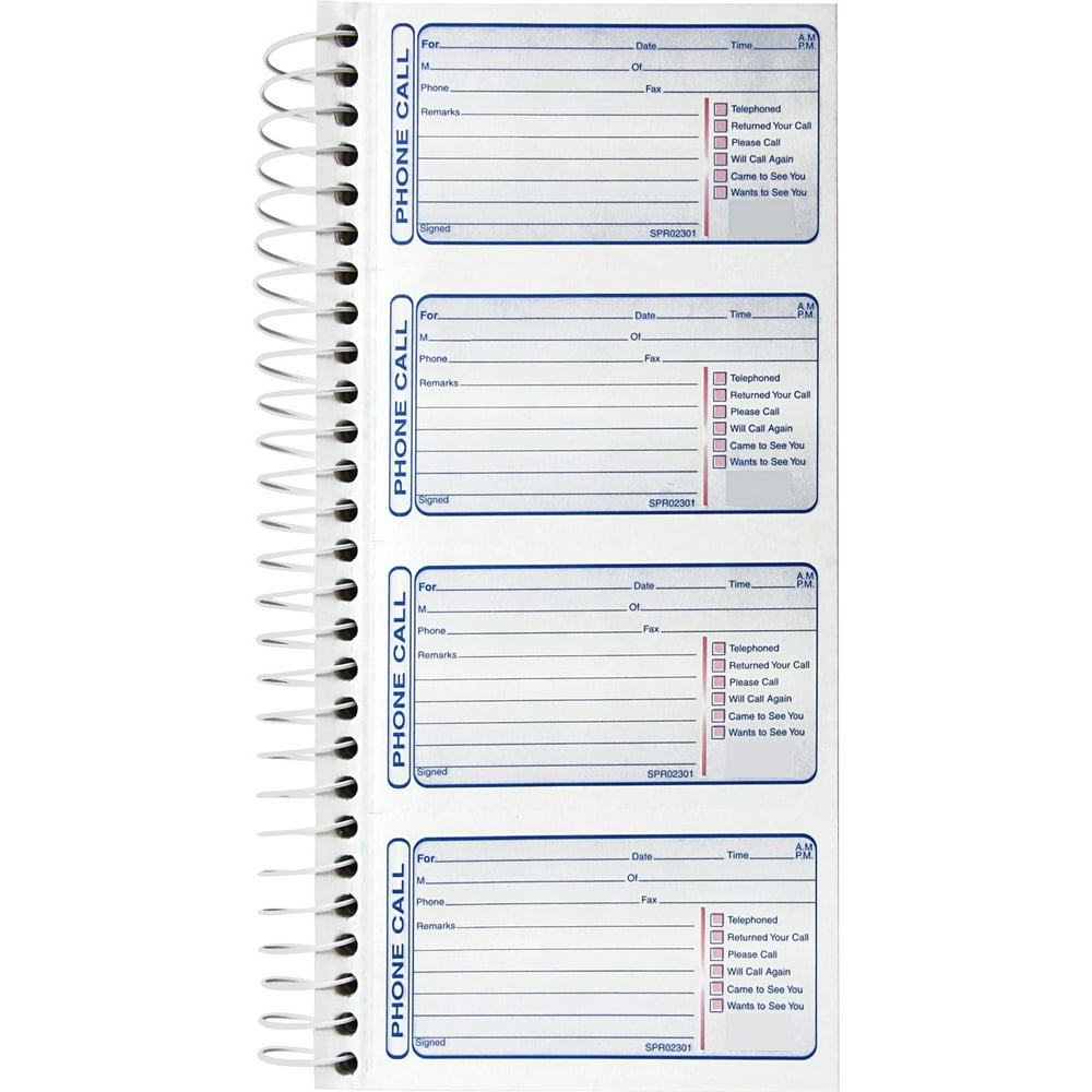 Sparco 4CPP Carbonless Telephone Message Book, White, 1 Each (Quantity ...