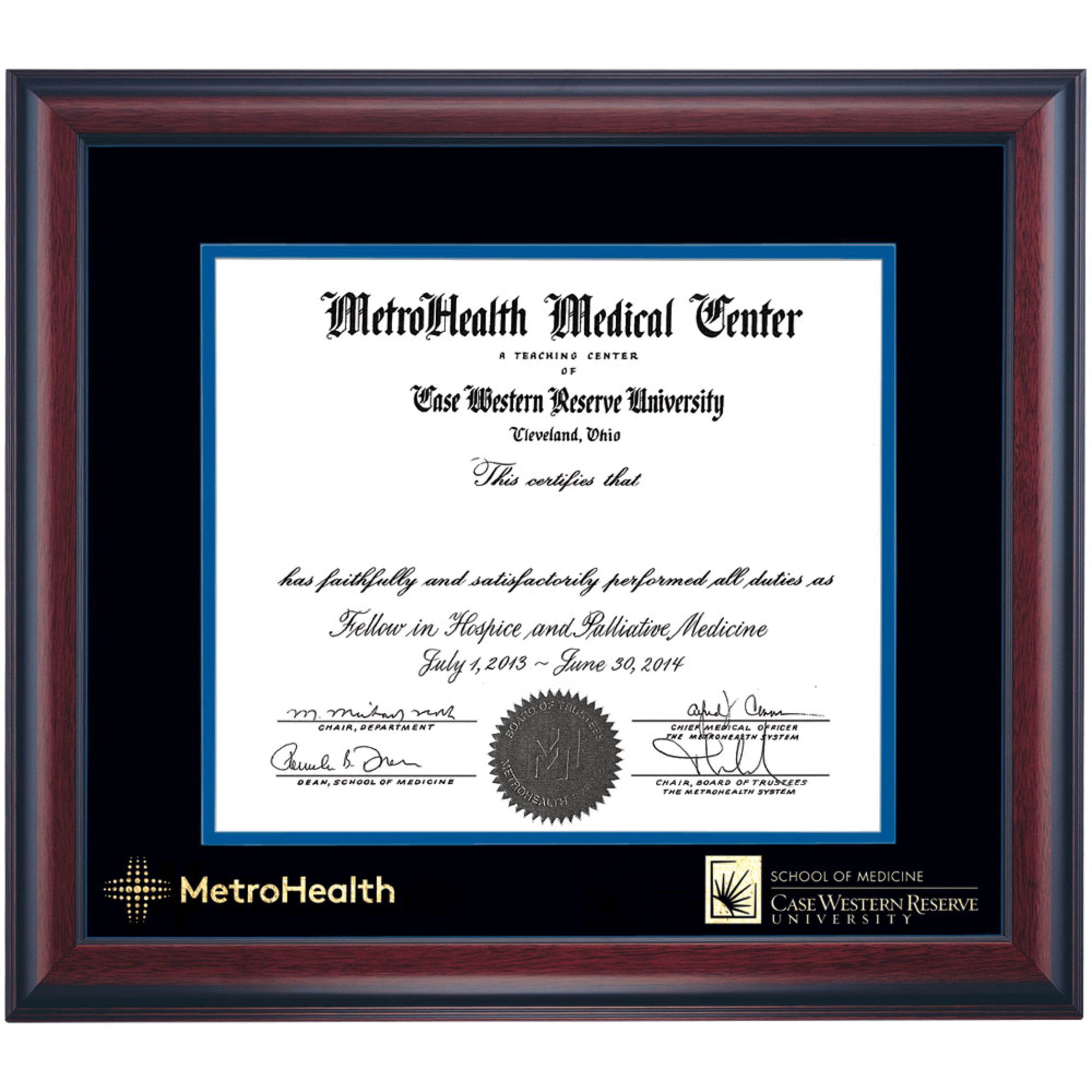 OCM Diploma Frame for MetroHealth Medical Center, 16" x 18" Diploma ...