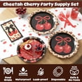 Cheetah Cherry Tableware - 96Pcs Red Cherry Bow Leopard Print Decor Red ...