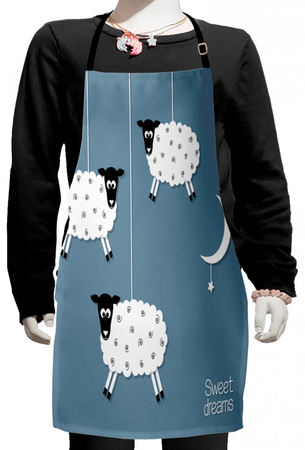 Saying Kids Apron, Hanging Sheep Star and Crescent Moon Sleeping Themed ...