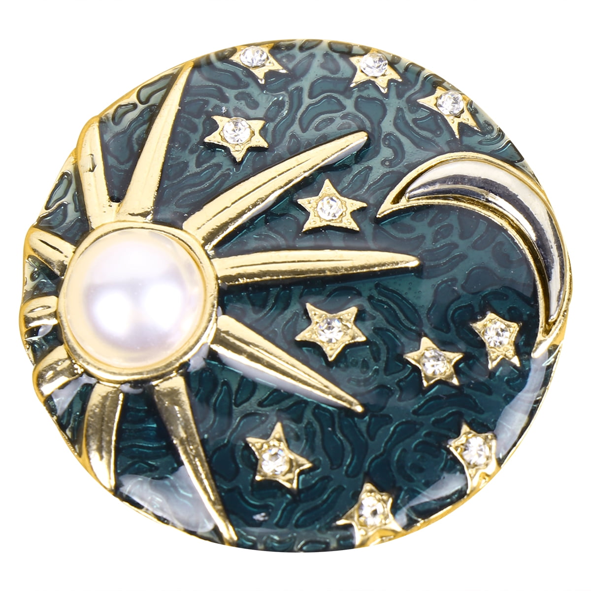 Brooch Sun Breastpin Pin Moon Clip Night Reversable Round Badge Enamel ...