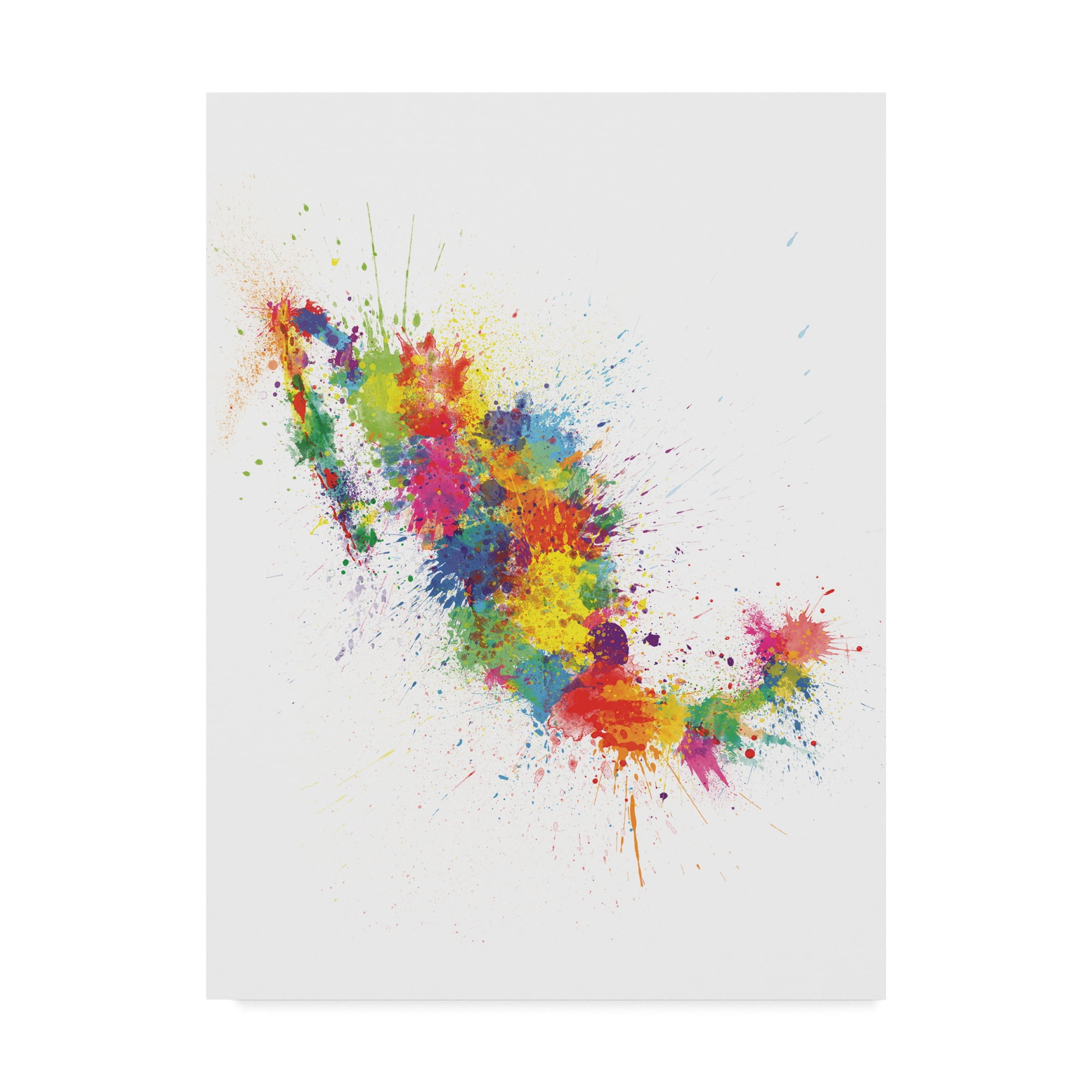 Trademark Fine Art 'Mexico Paint Splashes Map' Canvas Art by Michael ...
