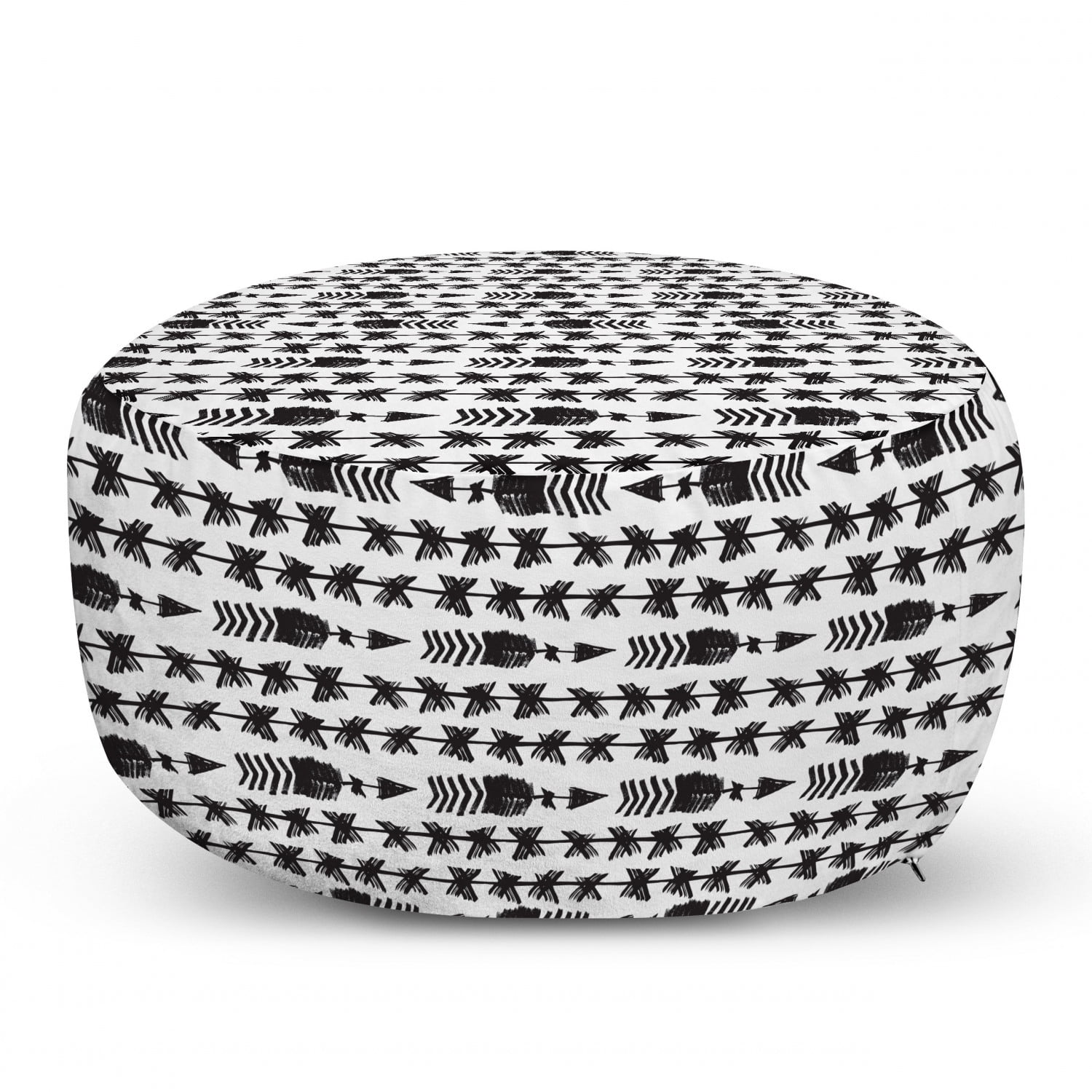 Abstract Pouf Cover with Zipper, Grunge Pattern Monochrome Repetitive ...