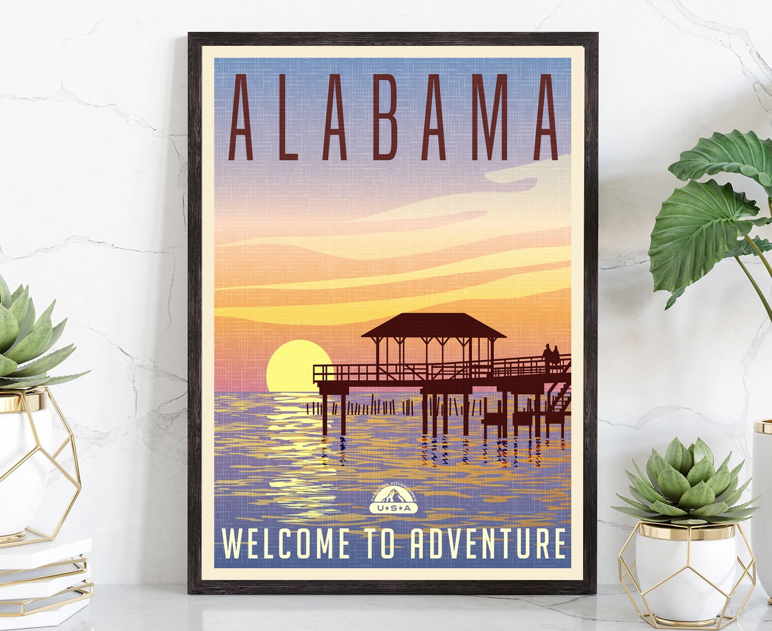 Pera Print Retro Style Travel Poster, Alabama, Vintage Rustic Poster ...