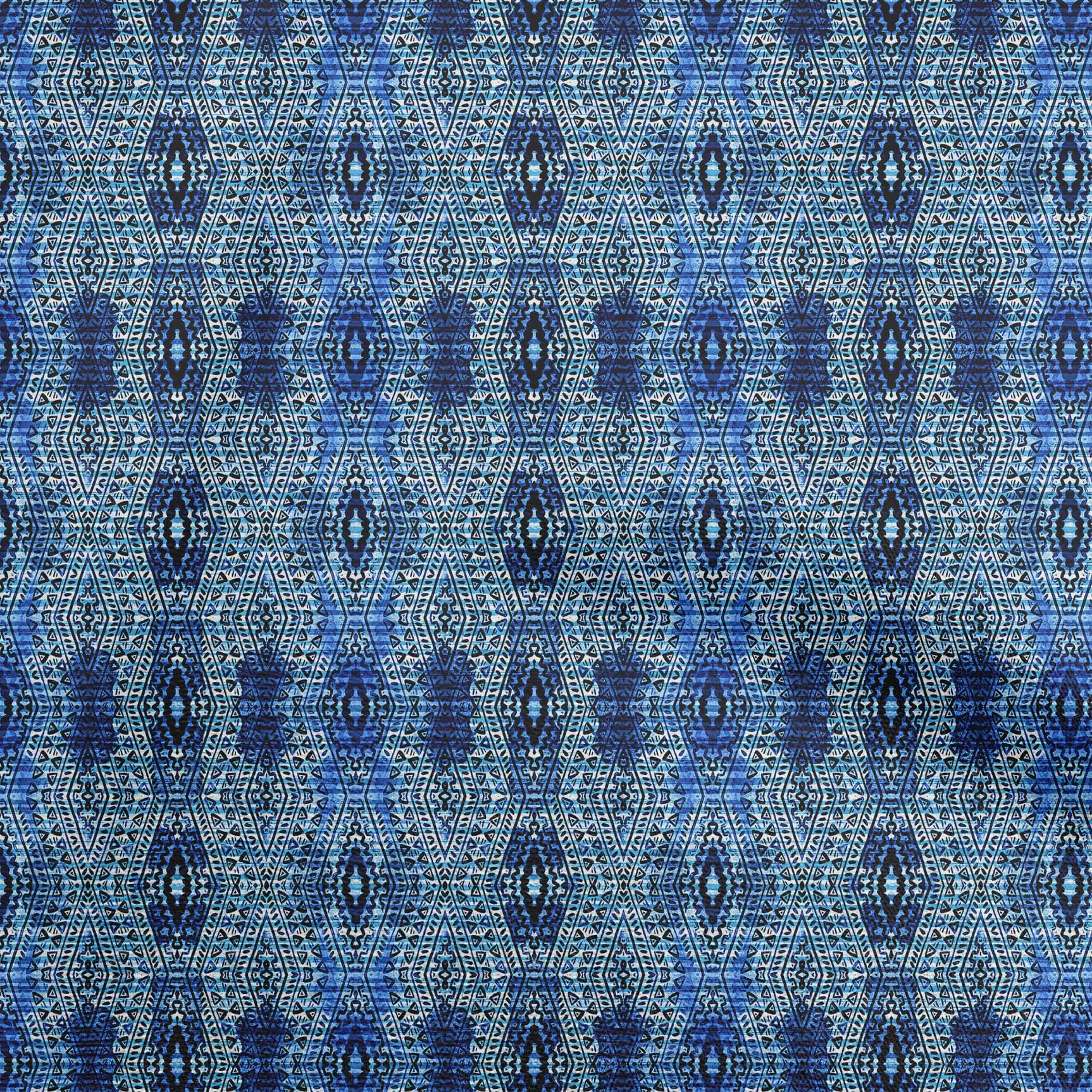 oneOone Silk Tabby Medium Blue Fabric African Aztech Watercolor Sewing ...