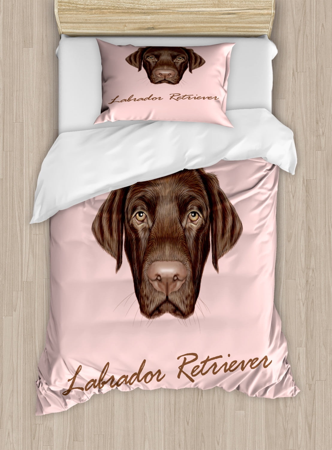 Labrador Duvet Cover Set Twin Size, Modern Retriever Portrait with ...