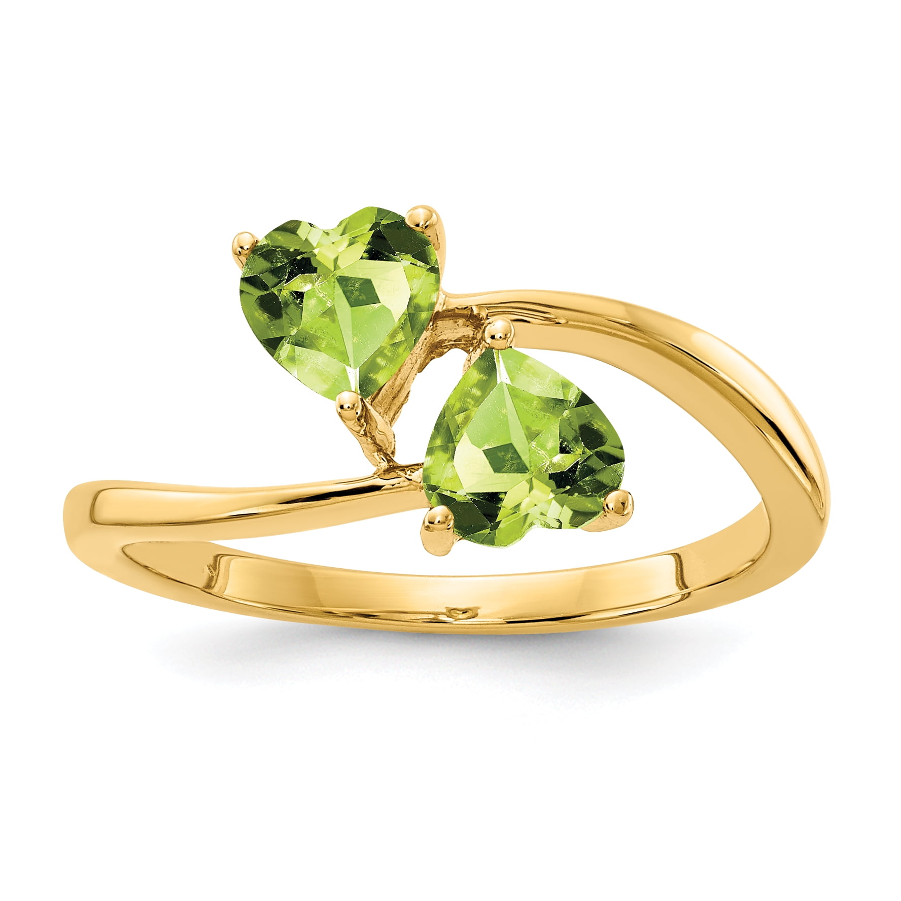 Primal Gold 14 Karat Yellow Gold 5mm Heart Peridot Ring - Walmart.com