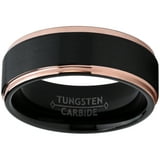 Metal Masters Mens Tungsten Carbide Black RoseTone Brushed Raised Center Wedding Band Engagement ...