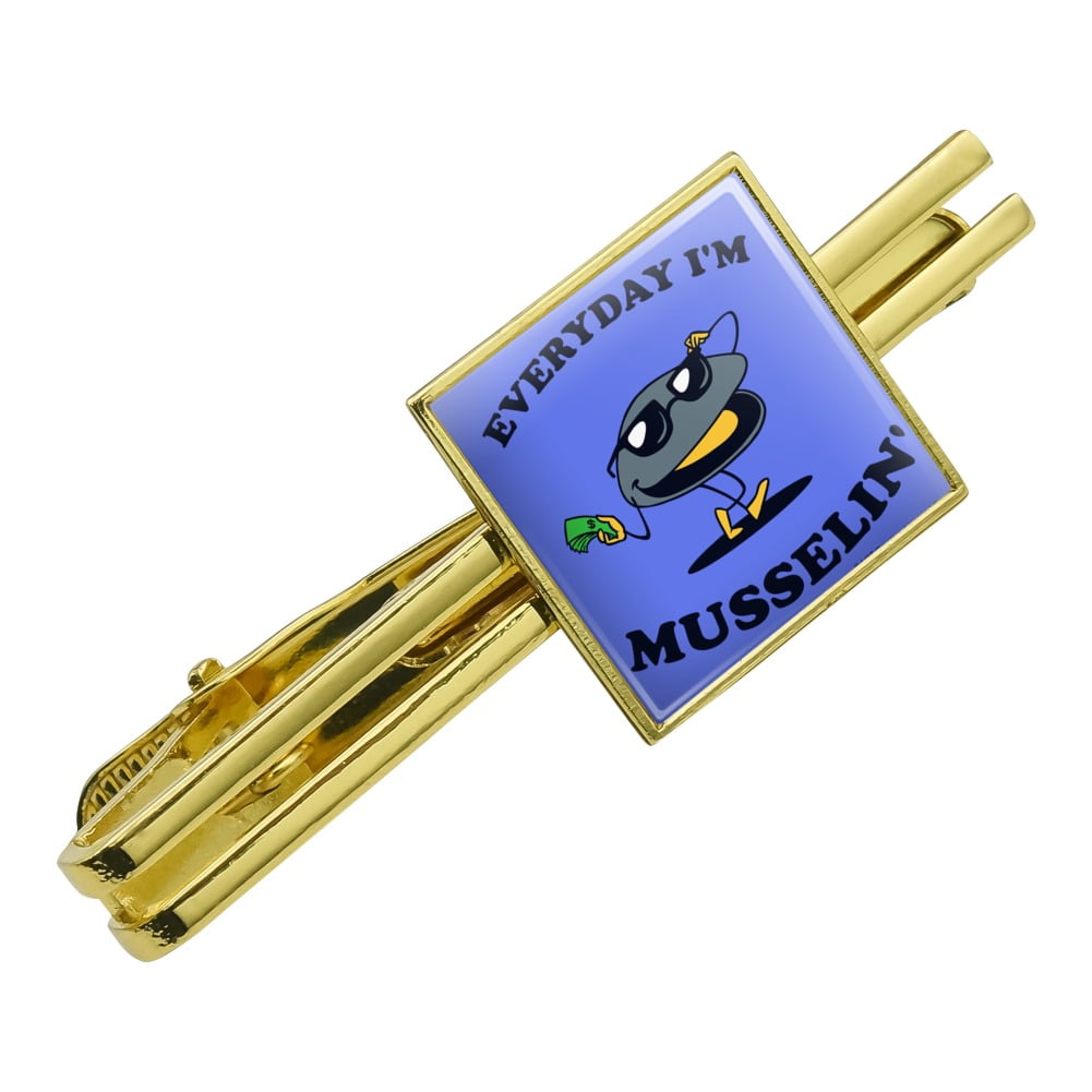 Everyday I'm Musselin' Mussel Hustling Funny Humor Square Tie Bar Clip ...