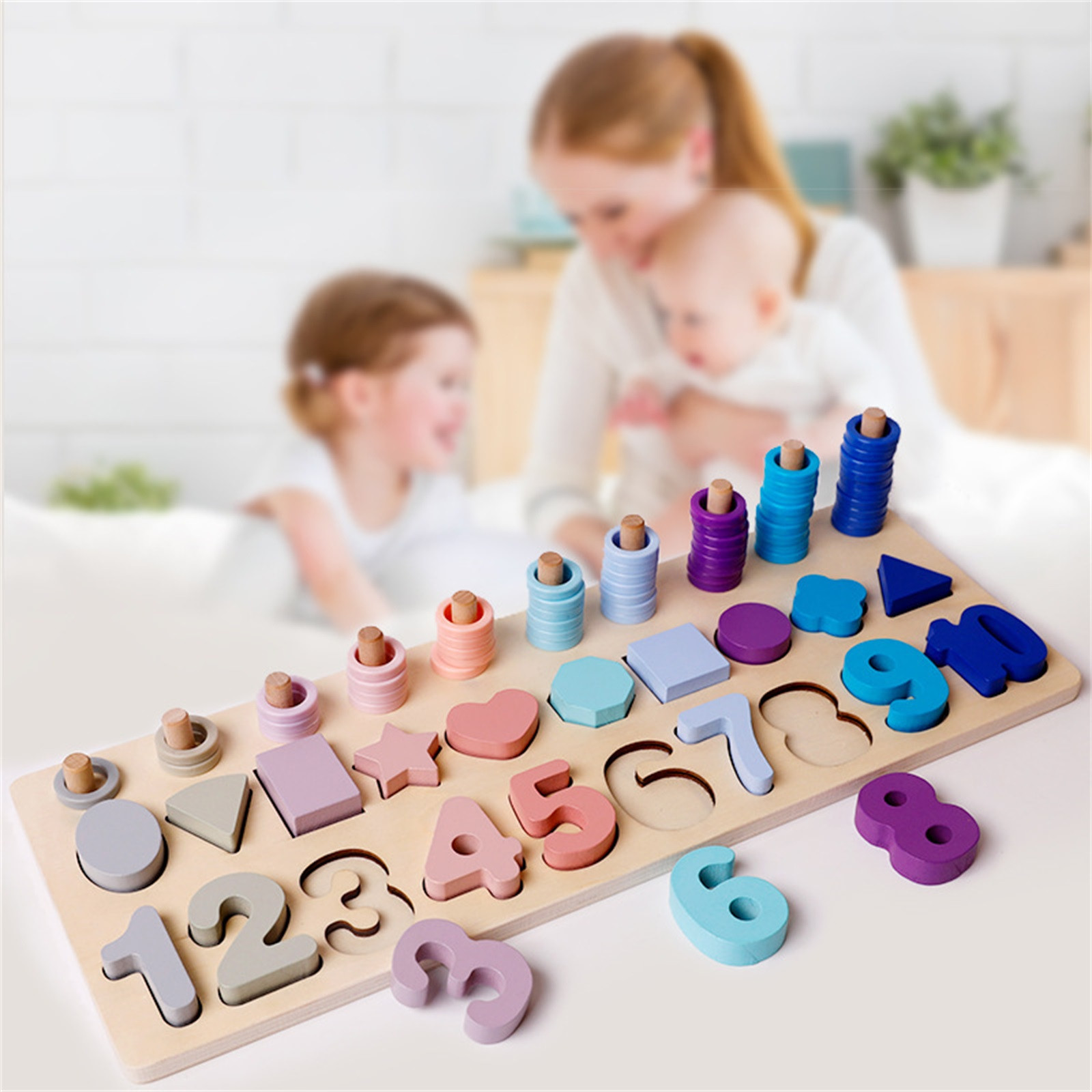 Macaron Numbers Building Shape Children's Toy Figure 3In1 Block Puzzle ...