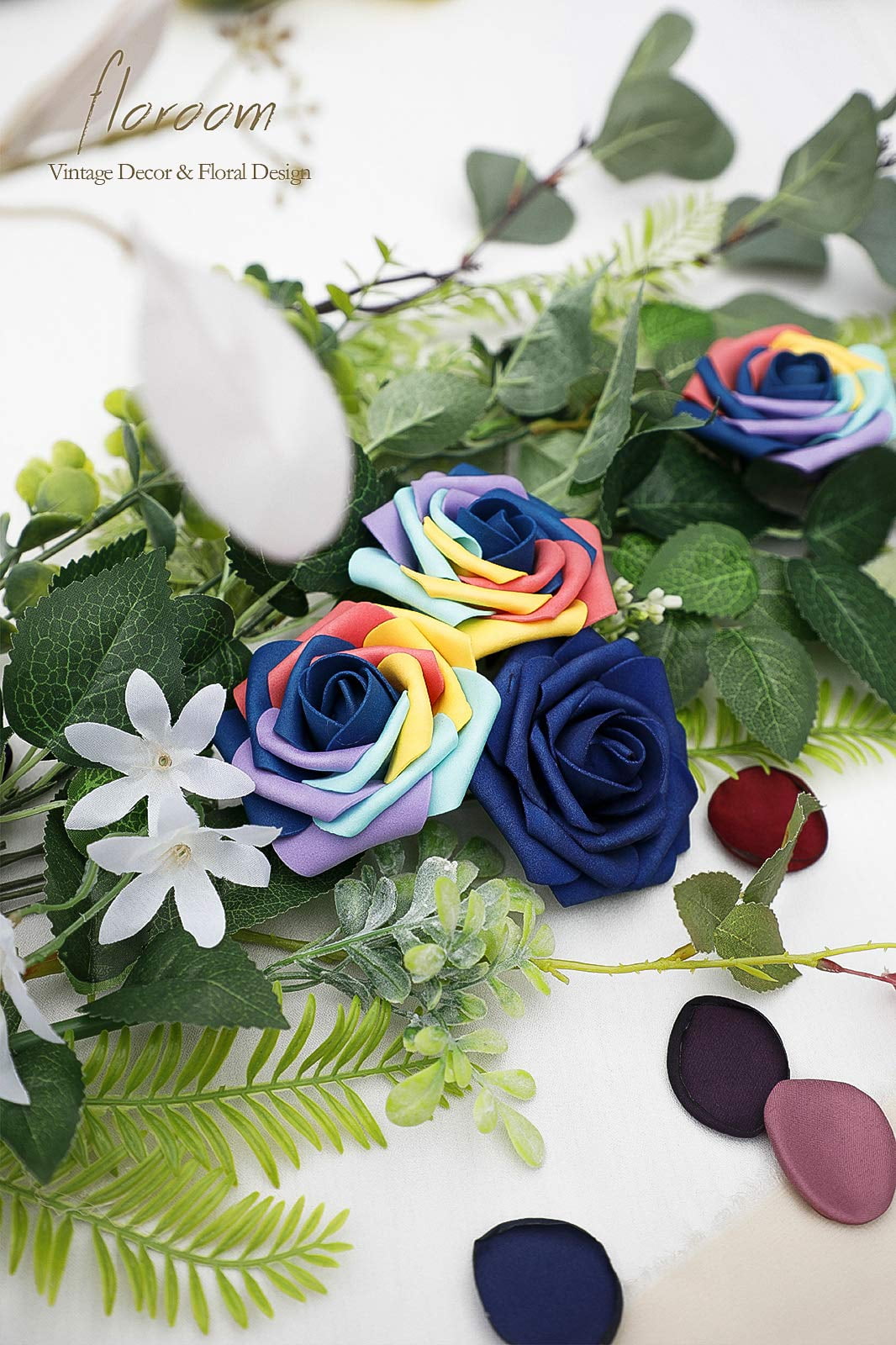 Floroom Artificial Flowers 25pcs Real Looking Whimsical Blue Foam Fake ...