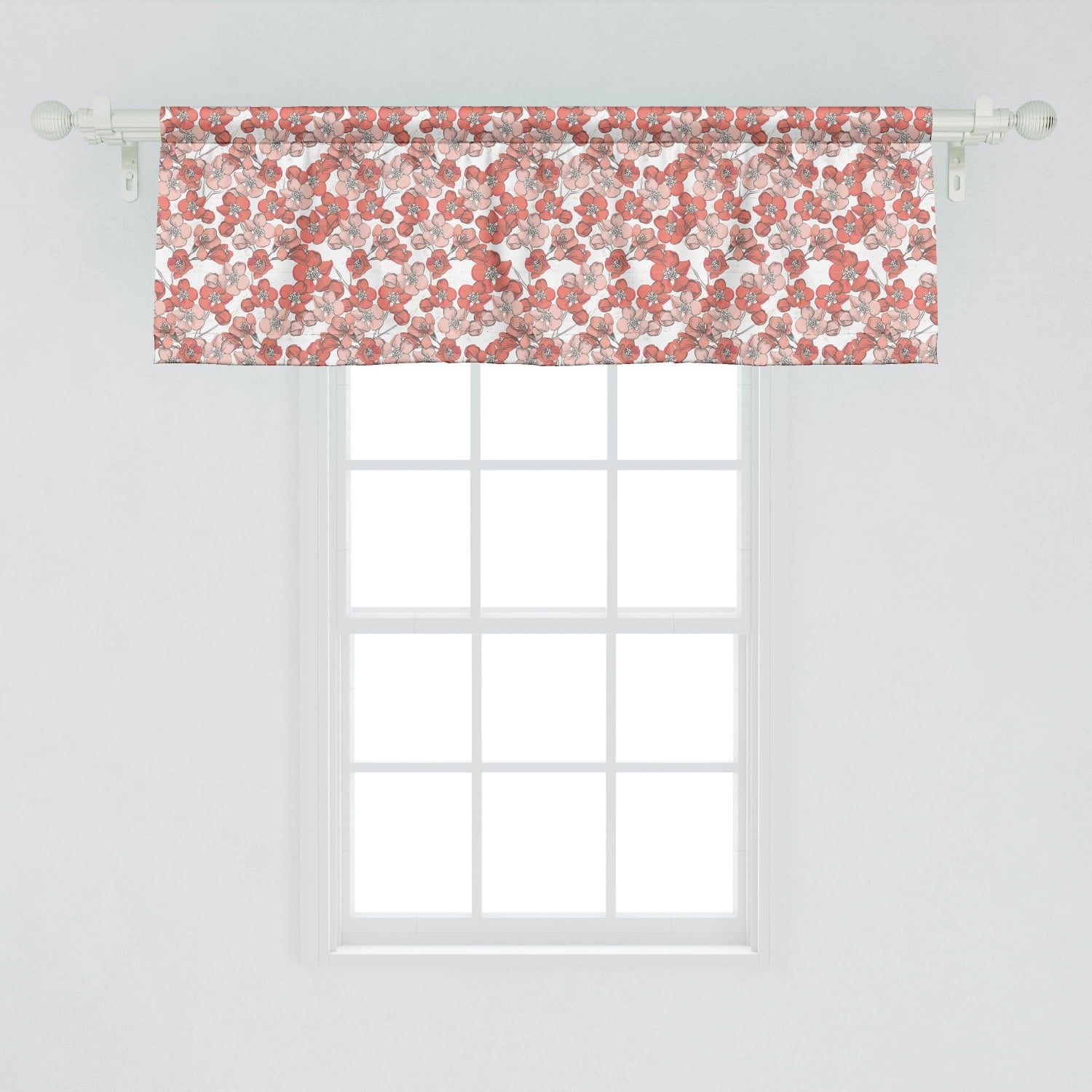 Ambesonne Cherry Blossom Window Valance Spring Season Floral Hand