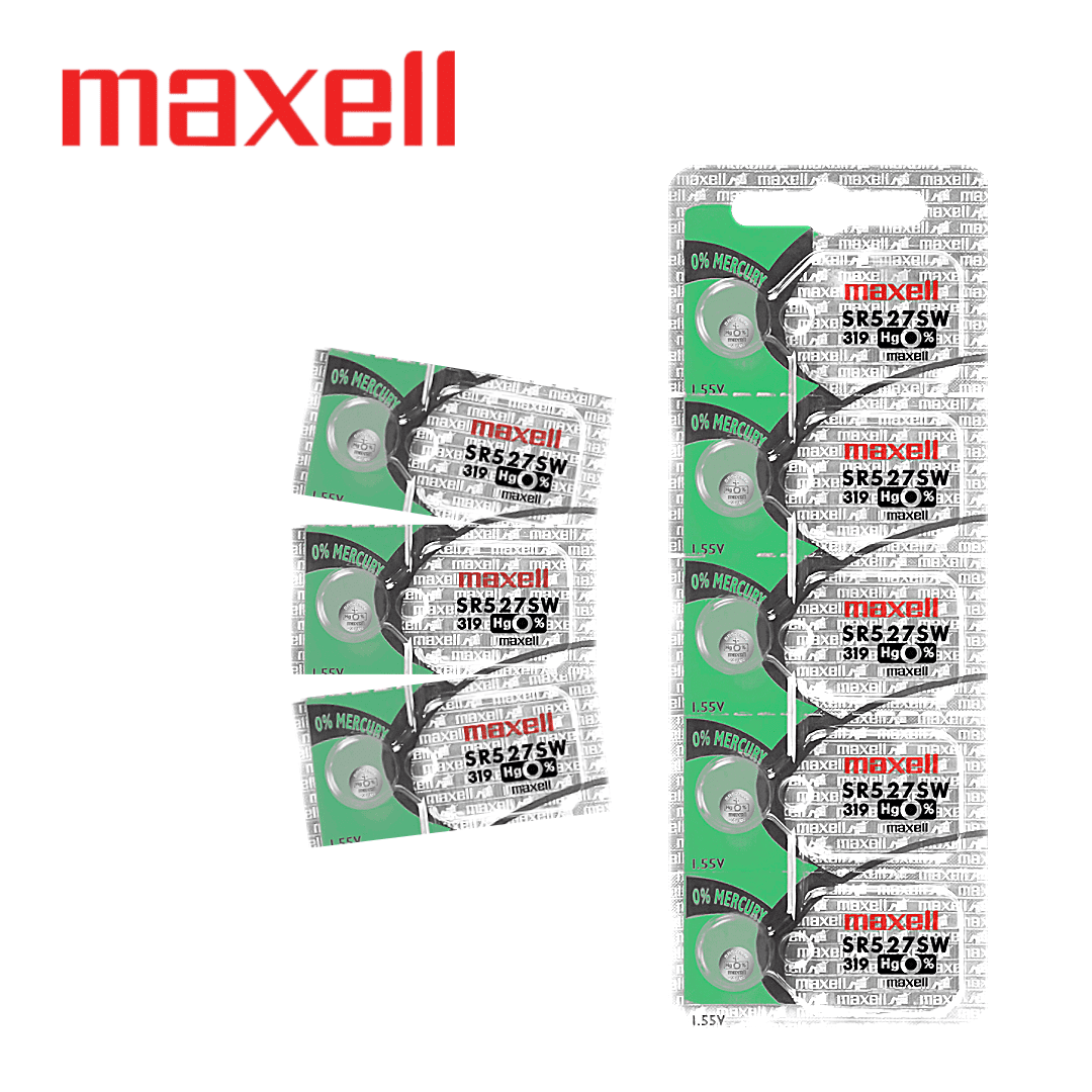 Maxell 319 SR527SW 1.55V Silver Oxide Watch Battery (5 Pack) - Walmart.com