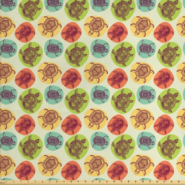 Turtle Fabric by The Yard, Aquatic Tortoise Animals with Patterns on ...