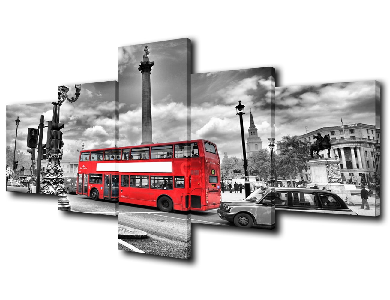TISHIRON 5PCS Framed Canvas Wall Art Set,50"x24"Trafalgar Square Canvas ...