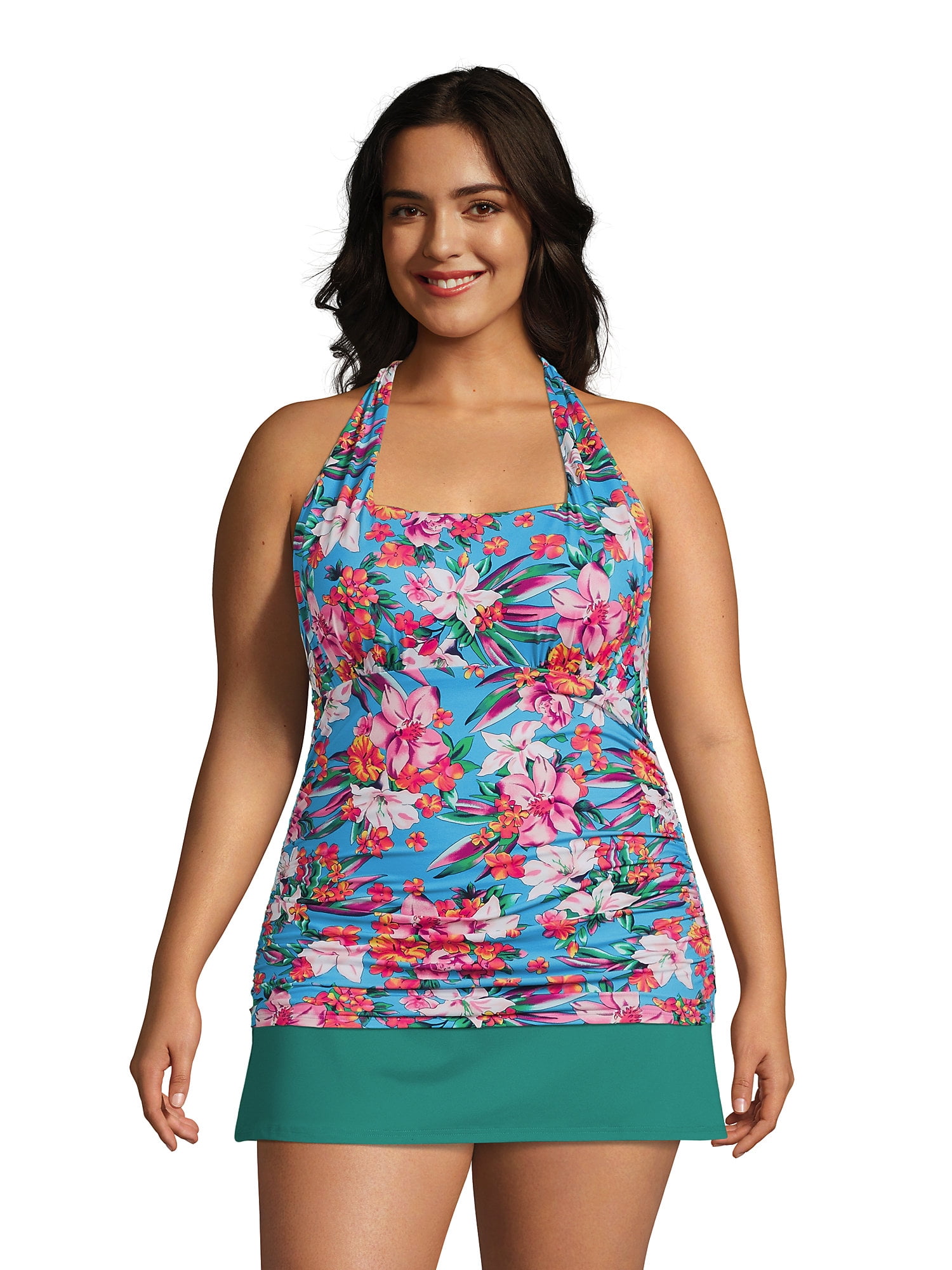 Lands' End Women's Plus Size Chlorine Resistant Square Neck Halter ...