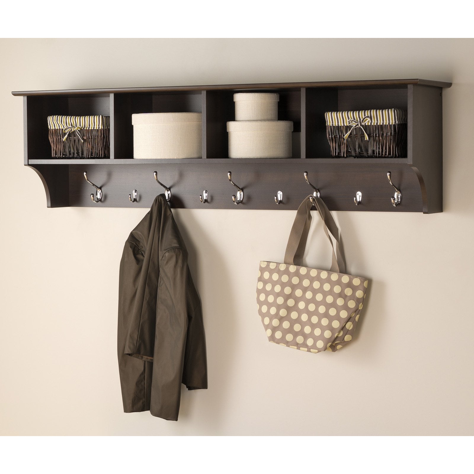 Prepac 60" Wide Hanging Entryway Shelf, Espresso - Walmart.com ...