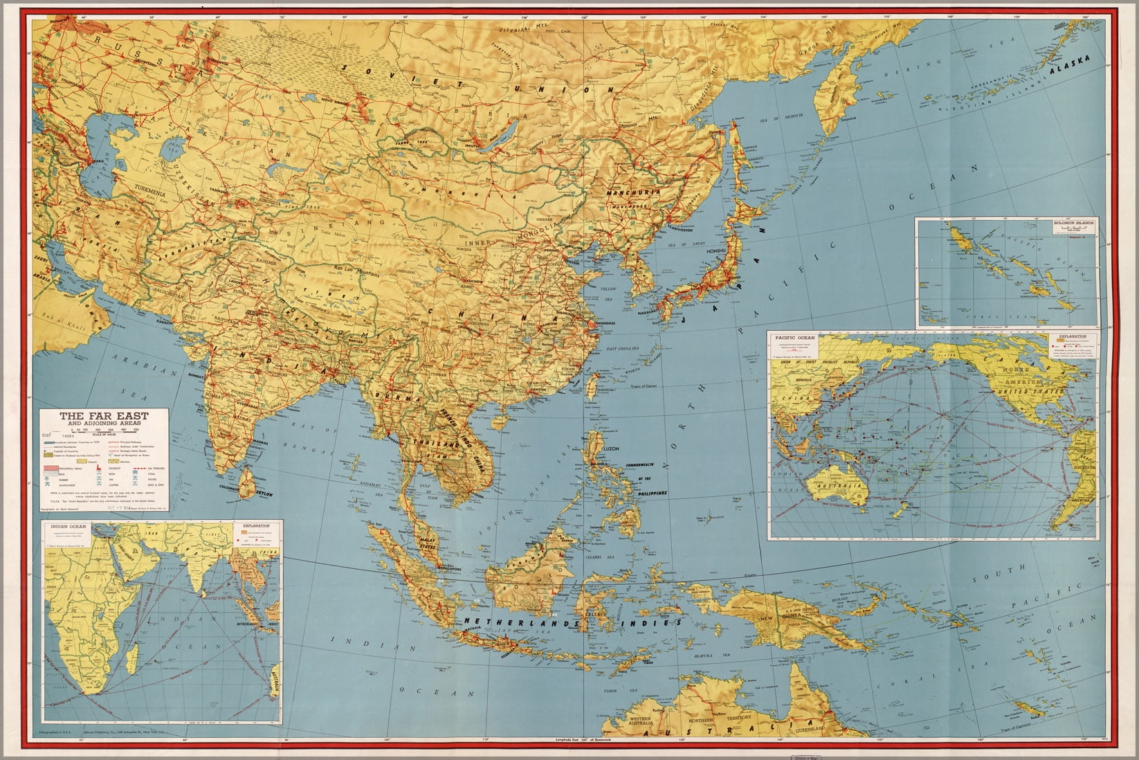 24"x36" Gallery Poster, wwii map of southeast asia japan china india ...