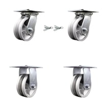 5 Inch V Groove Semi Steel Caster Set with Roller Bearing 2 Swivel Lock ...