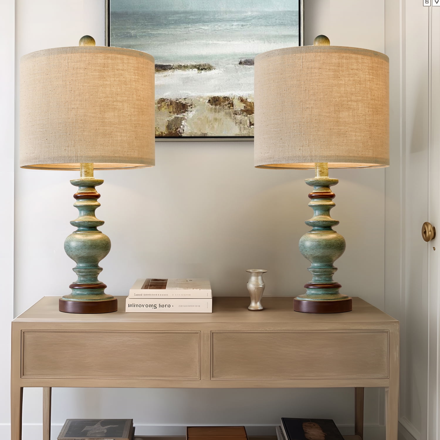 Oneach Farmhouse Table Lamps Sets for Bedroom Set of 2 Living Room Lamp ...