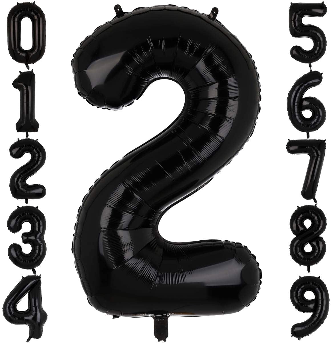 40 Inch Black Large Numbers Foil Balloons Number 2 Helium Mylar Digital ...