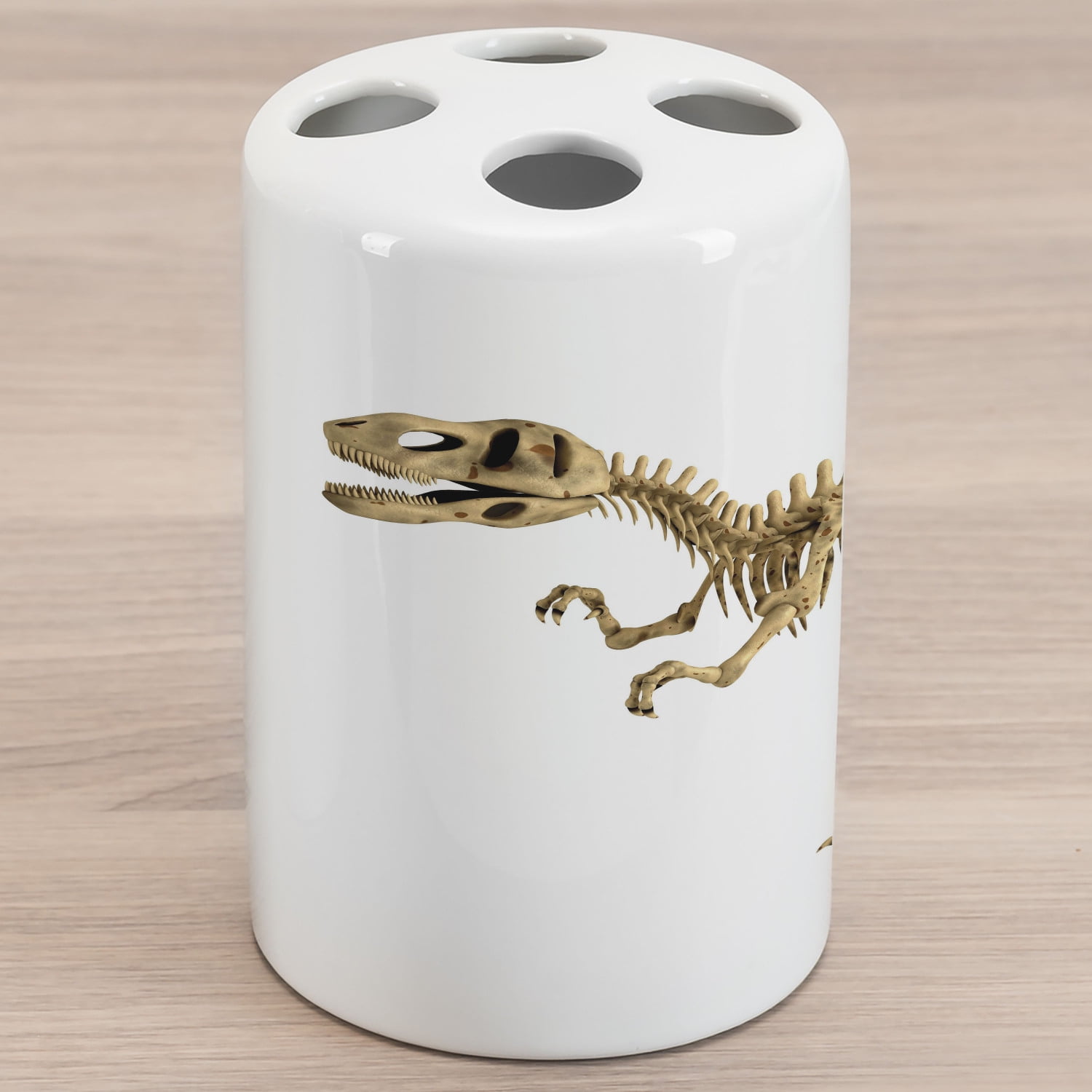 Dinosaur Ceramic Toothbrush Holder, Fossil Dino Skeleton Bones ...