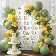 Cute Colorful Arch Backdrop Cover 7.2 FT Cartoon Animal Alphabet Number ...