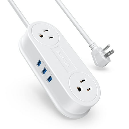 Small Travel Power Strip with 3 USB Ports, BESTEK 2 Outlet Portable ...
