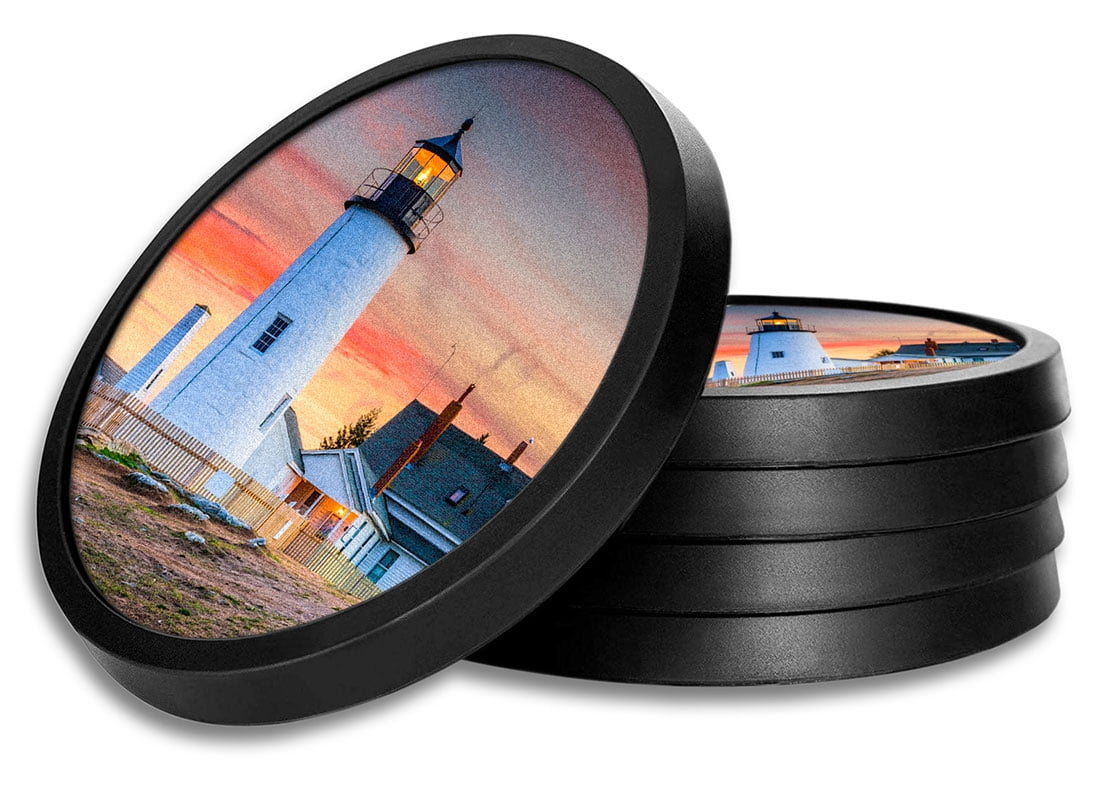 Silicone Non-Slip Drink Coasters with Removable Printed Absorbent Felt ...