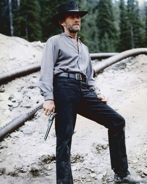Clint Eastwood as Preacher holding gun full length pose Pale Rider 8x10 ...