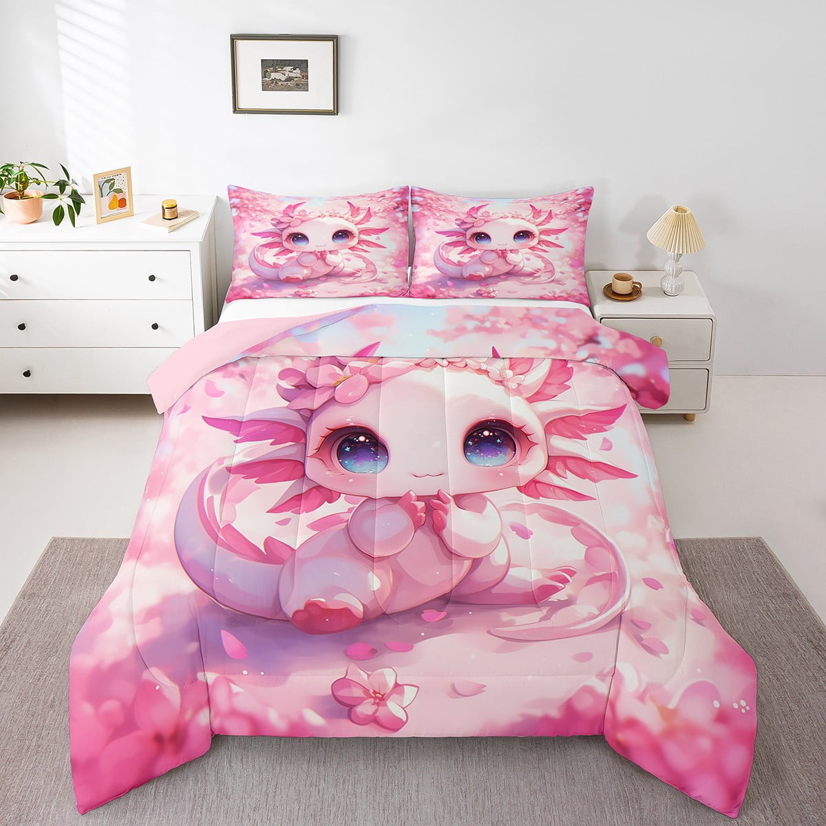 Click here for Yst Kids Kawaii Axolotl Bedding Set Queen Size Car... prices