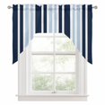 Blue Dark Swag Curtain Valance for Windows, Blue Striped Minimalist ...