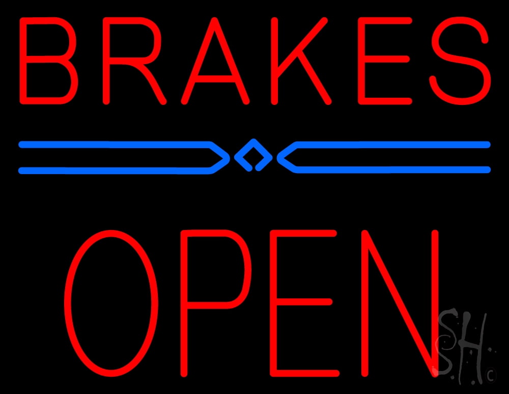 Red Brakes Open Block LED Neon Sign 24 x 31 - inches, Clear Edge Cut ...
