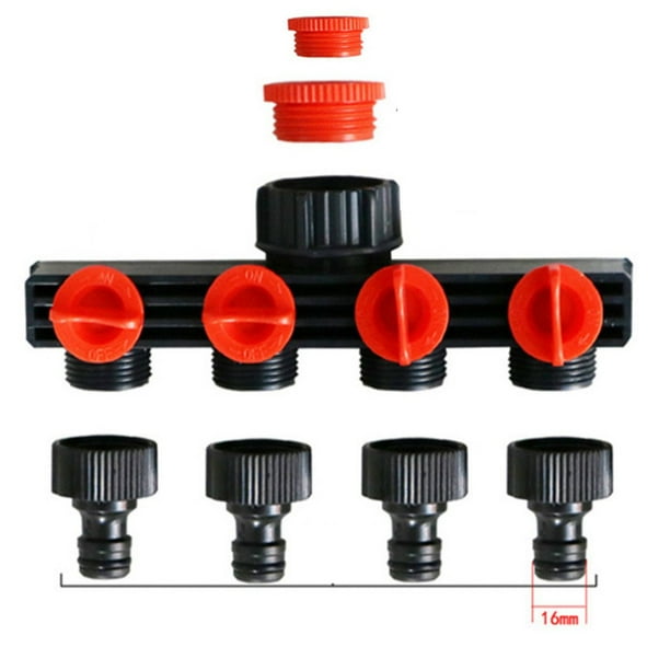 4 Way Tap Connector Garden Manifold Hose Pipe Splitter Adapter Water ...