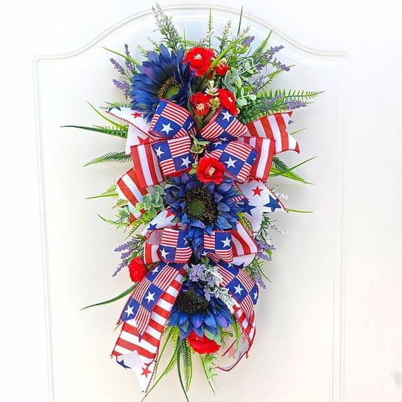 Front Door Wreath, 4th of July Wreaths for Front Door, Patriotic Door ...