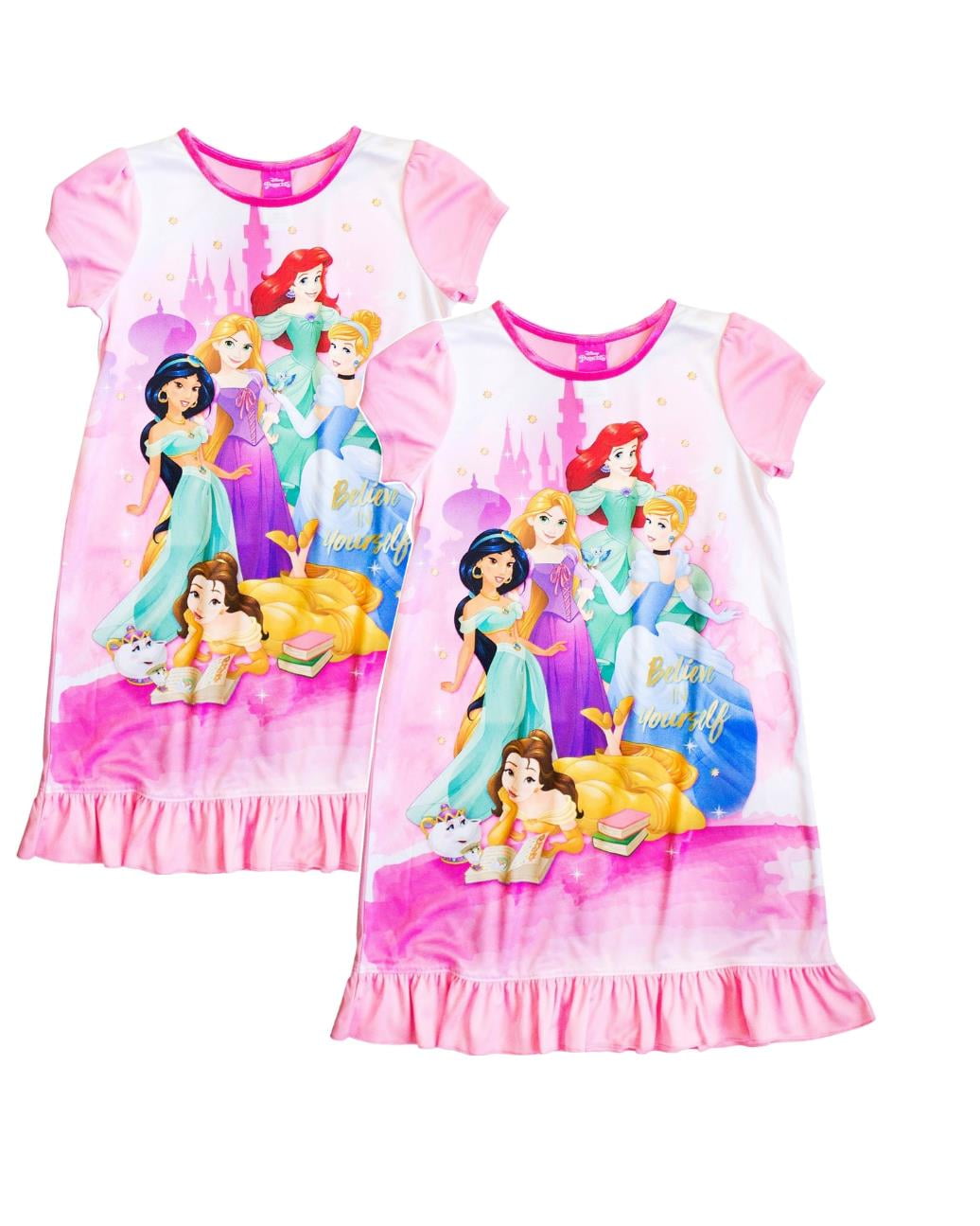 Disney Princess Girls Nightgown Sleepshirt Female 2T to 10, 2 Pieces ...