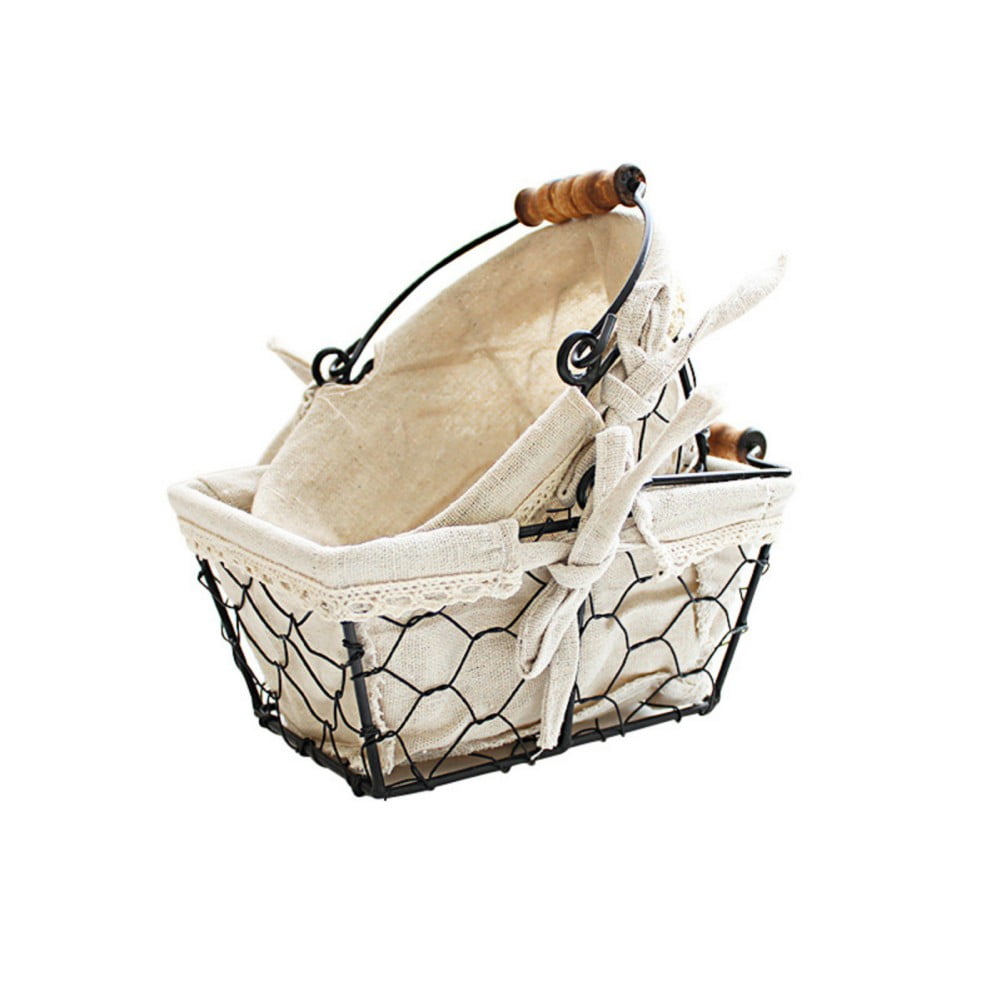 [Hotiary] 2pcs Iron Art Wire Sundries Storage Basket With Liner ...
